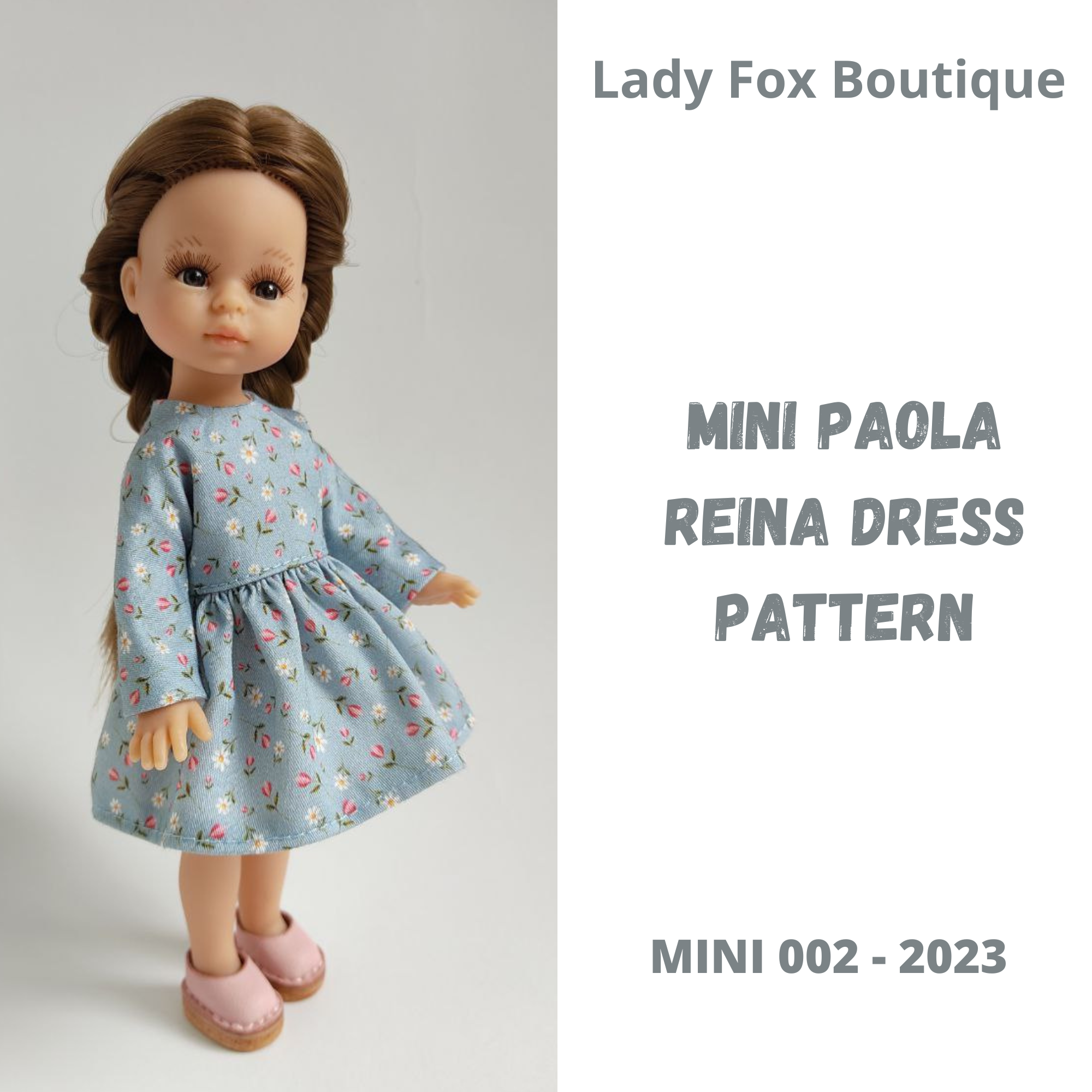 Dress pattern for Mini Amigas Paola Reina 21 cm and Kruselin | Inspire Uplift