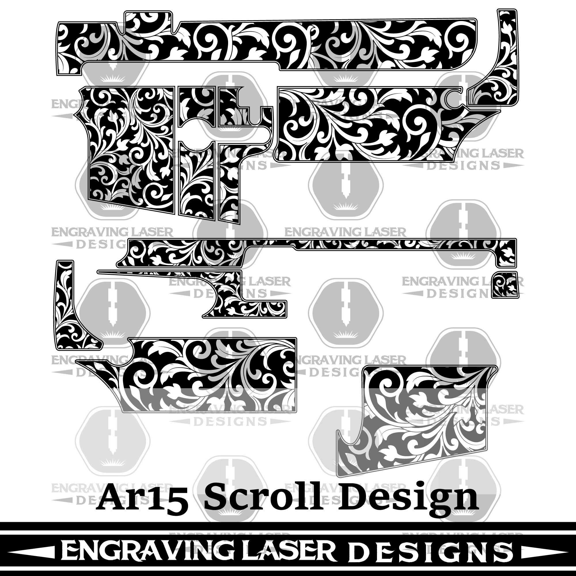 Engraving Laser Designs AR 15 Scroll Design - Inspire Uplift
