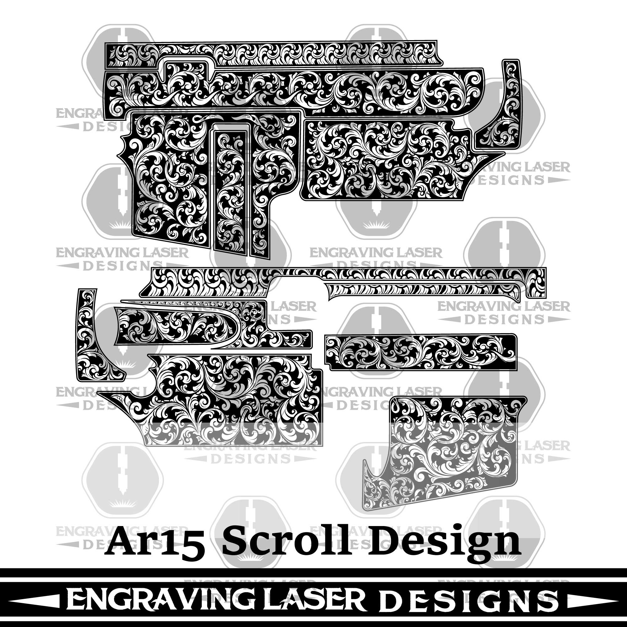 Engraving Laser Designs AR15 Scroll Design - Inspire Uplift