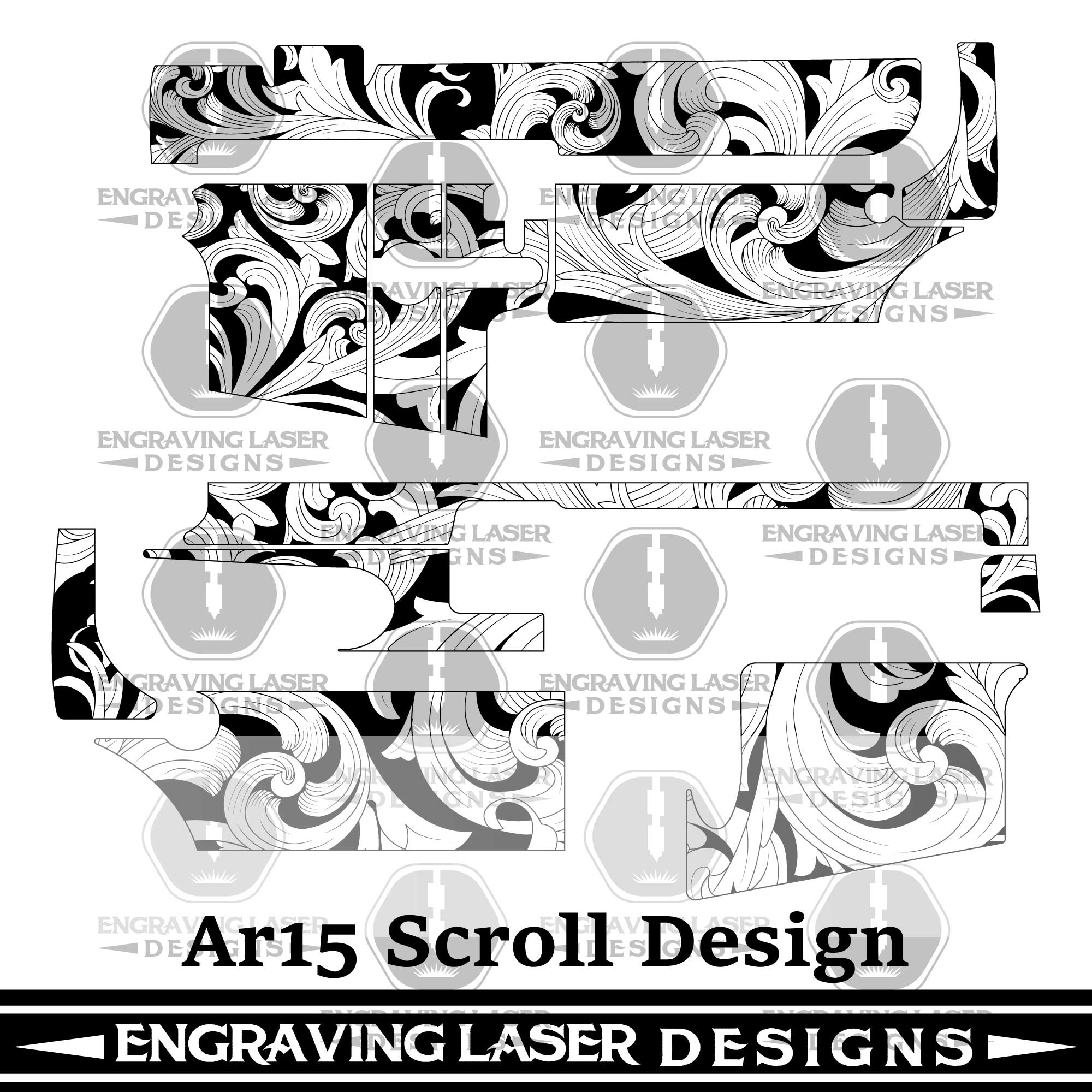 Engraving Laser Designs AR 15 Scroll Design - Inspire Uplift