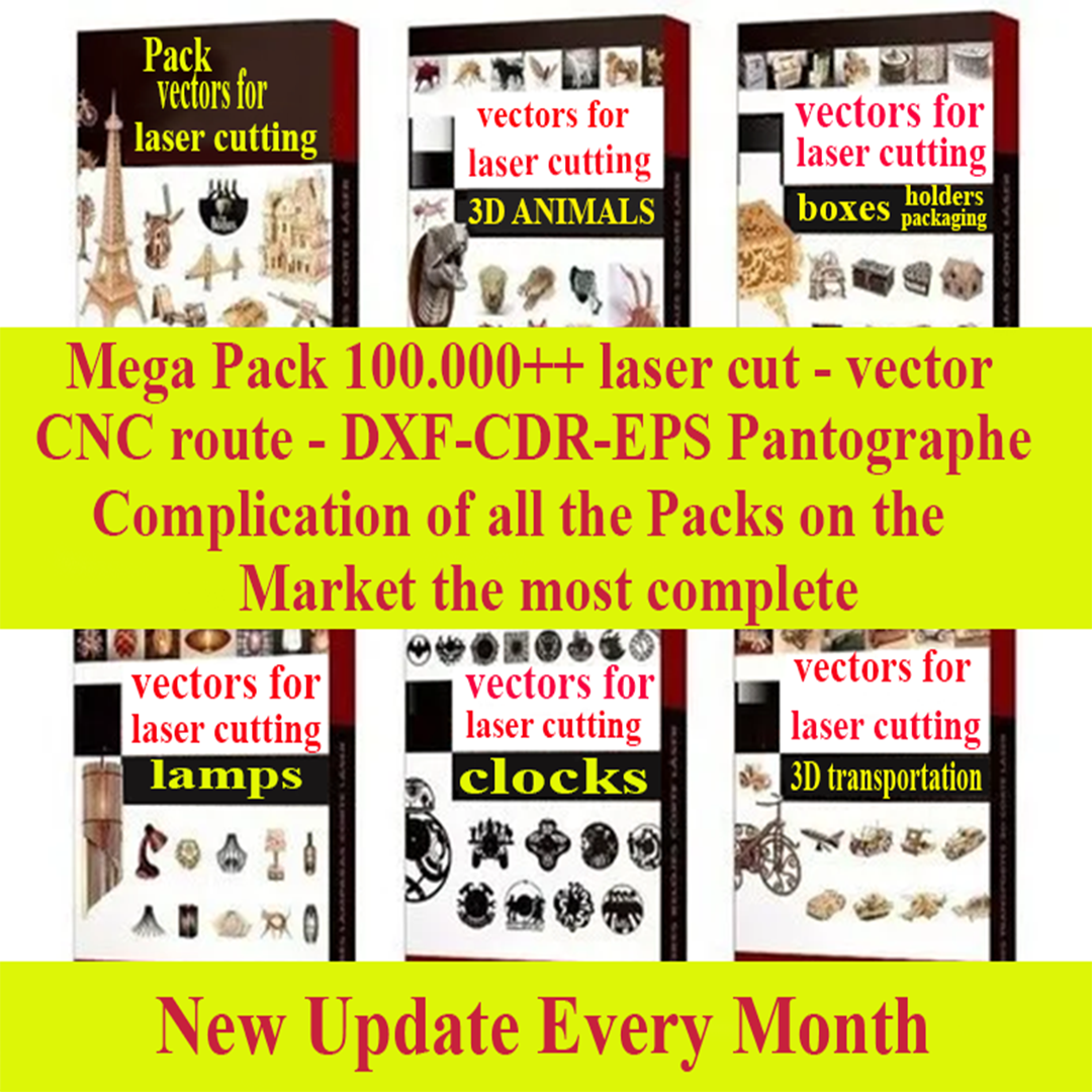 MEGA PACK CNC FILES 100000,dxf cdr,laser cut vector 3d files | Inspire ...