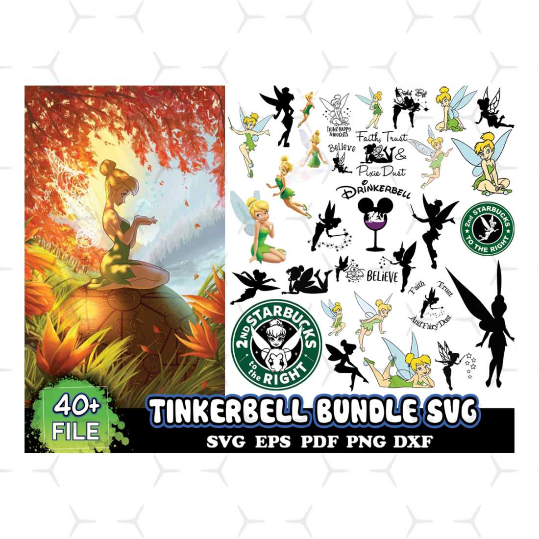 40 Files Tinkerbell Bundle Svg, Disney Svg, Fairy Svg | Inspire Uplift