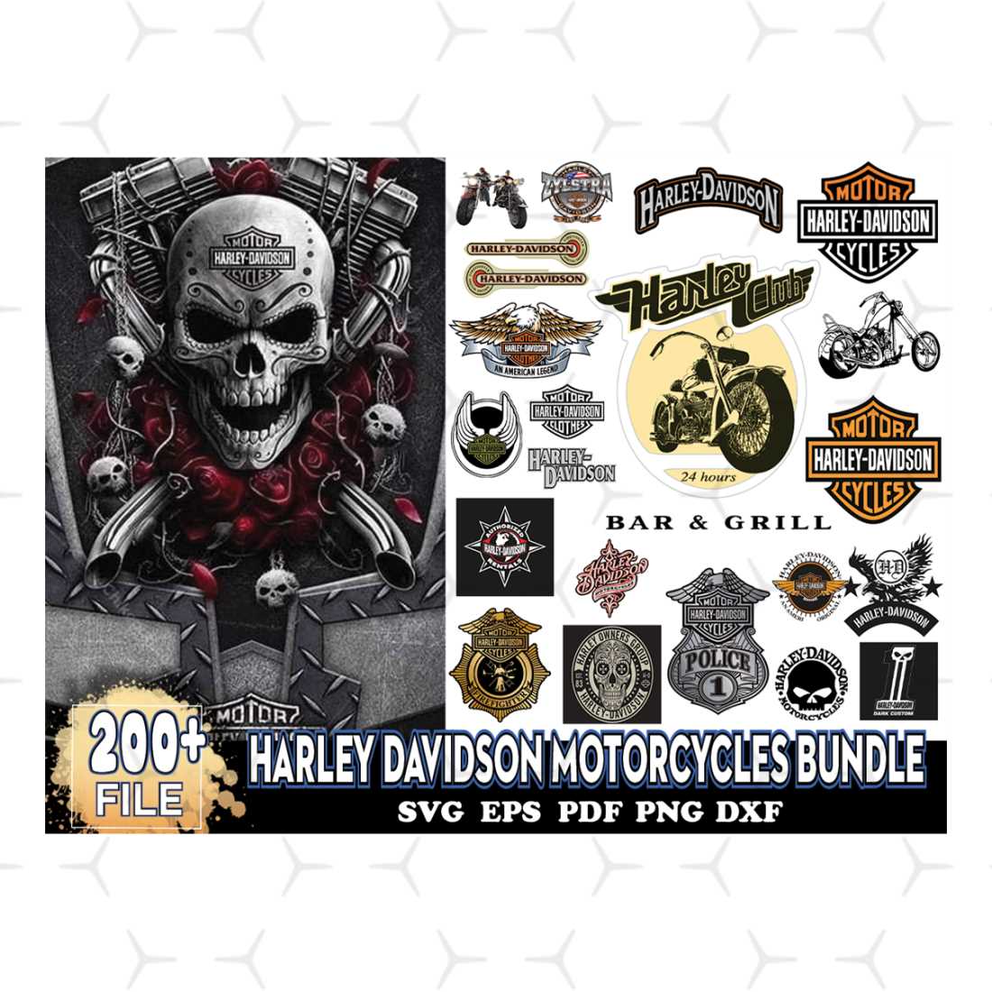200 Harley Davidson Motorcycles Bundle Svg, Harley Logo Svg | Inspire ...