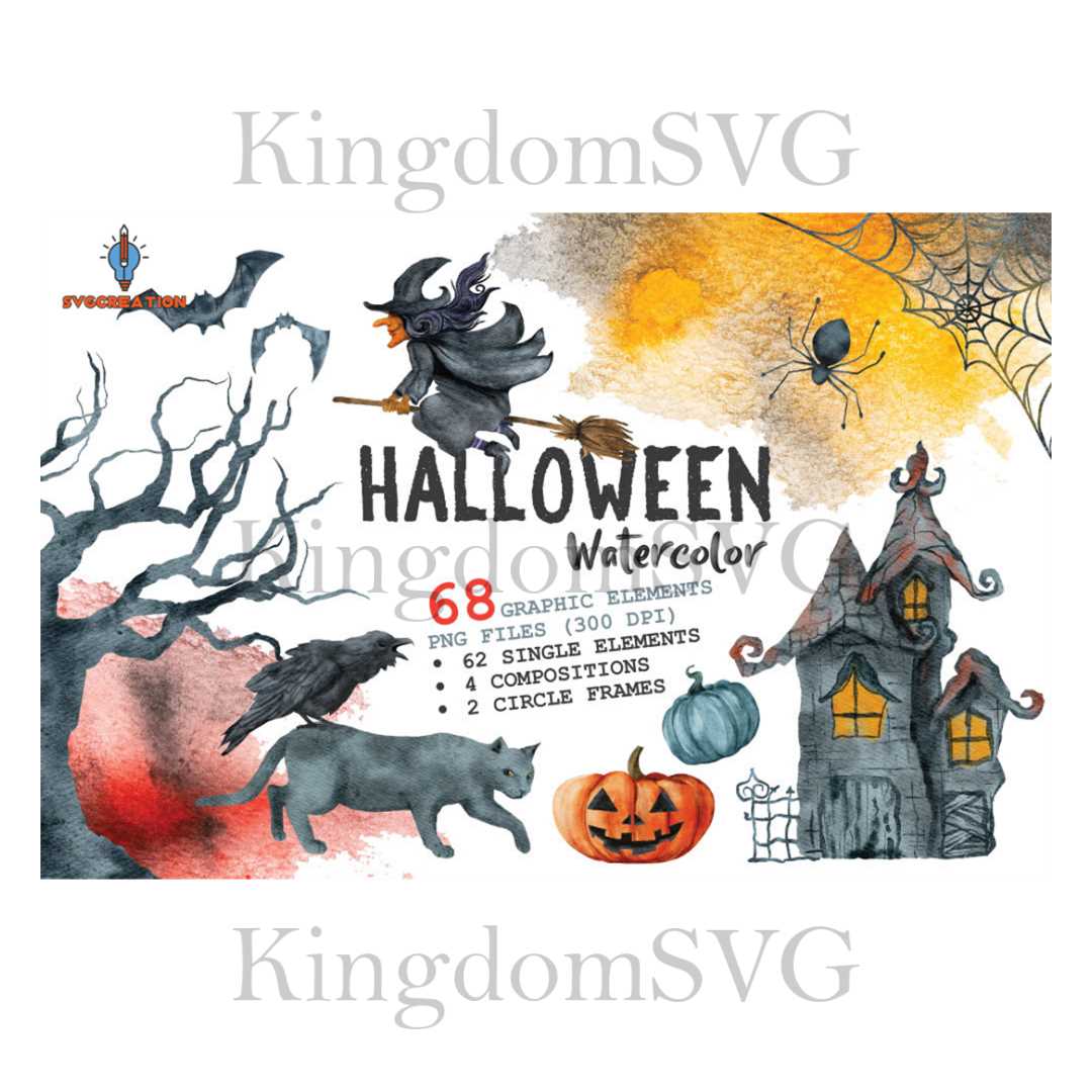 Halloween Watercolor Art Collection Png, Trick or Treat Imag - Inspire ...