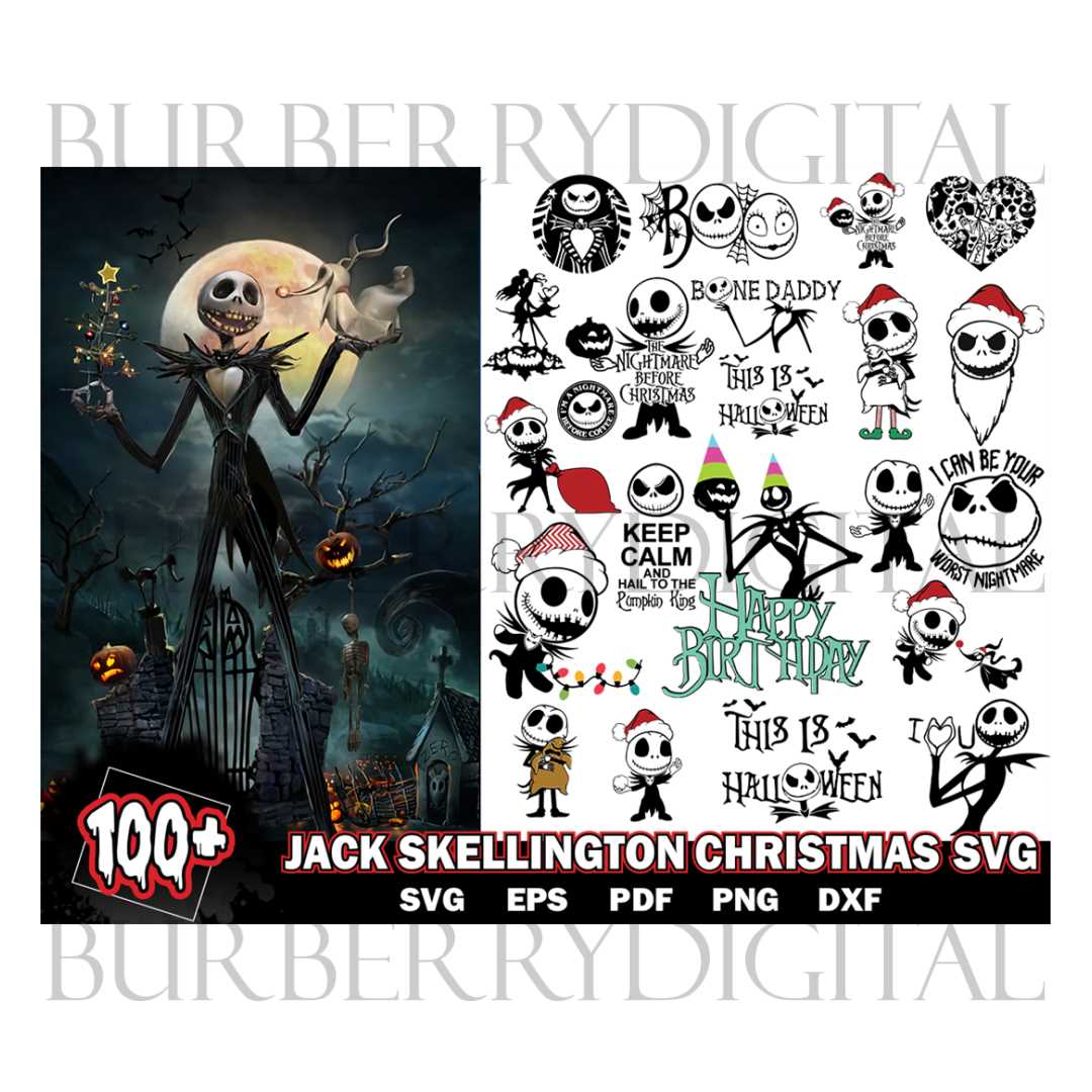 100 Jack Skellington Bundle Svg, Christmas Svg, Halloween Sv | Inspire ...