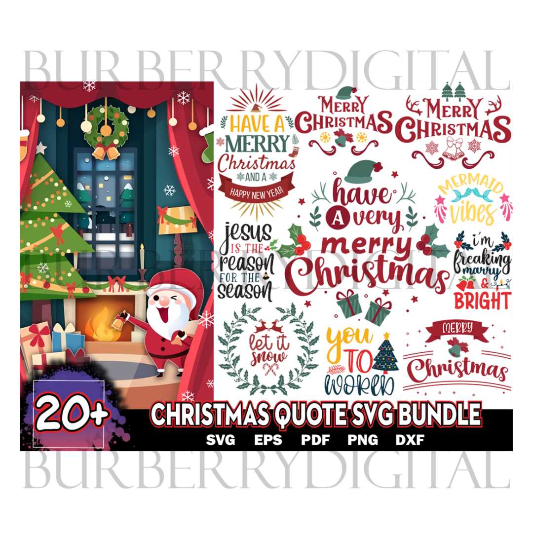 20 Christmas Quote Design Svg Bundle, Merry Xmas Svg, Christ - Inspire ...