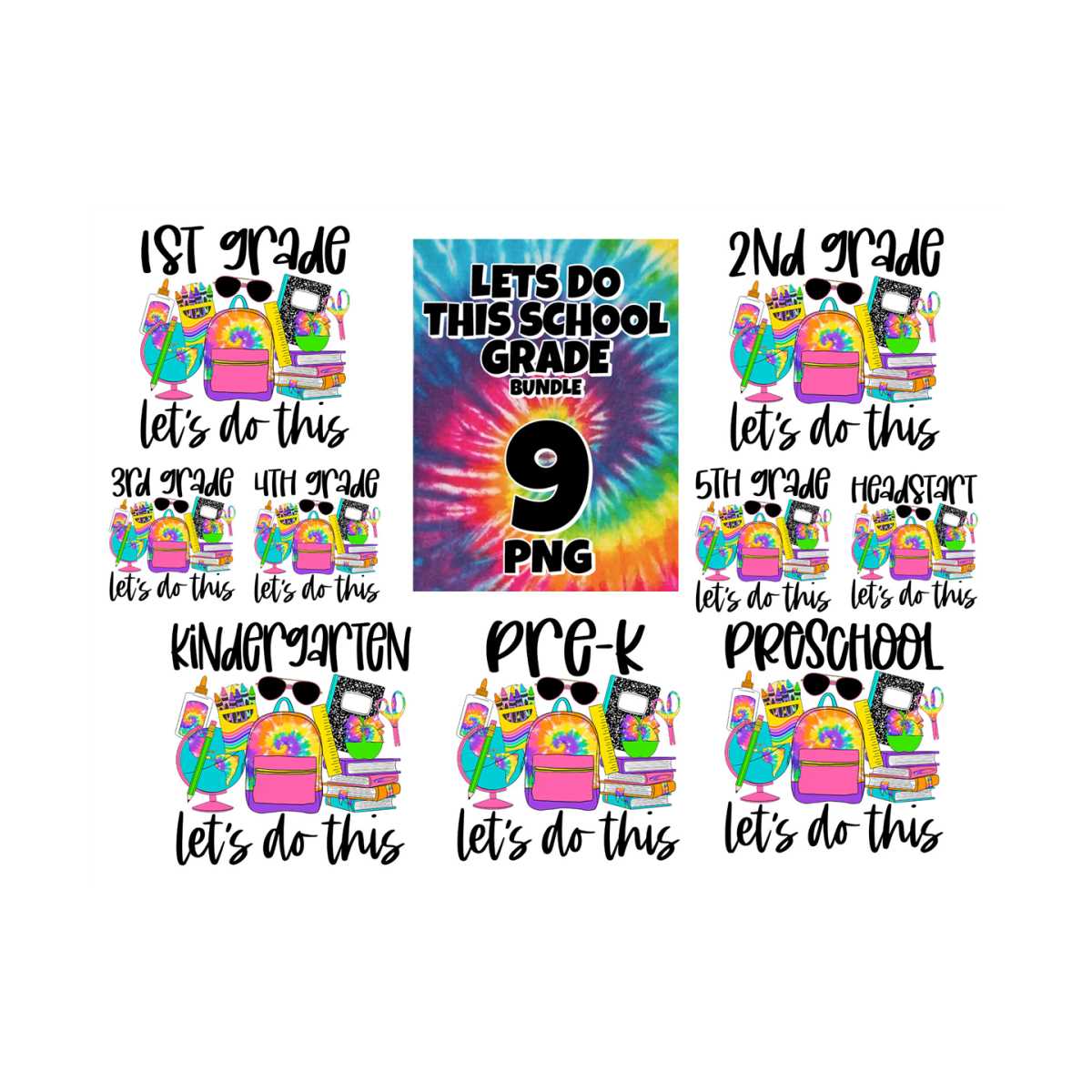 9 Files Lets Do This School Grade Bundle Png, School Png, 1s | Inspire ...