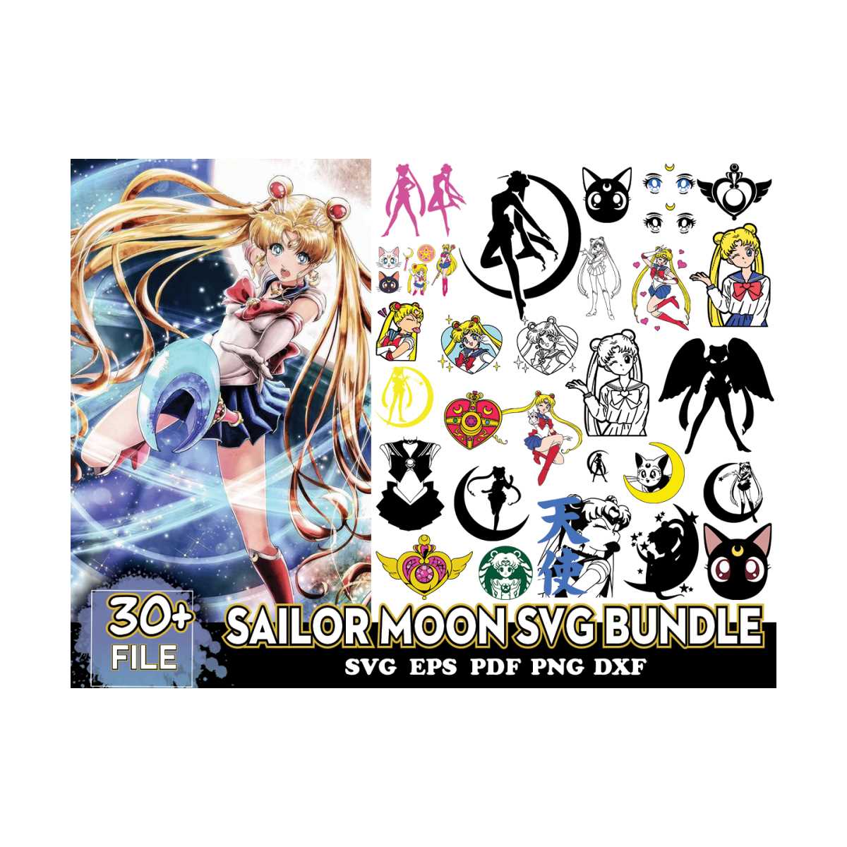 30 Files Sailor Moon Svg Bundle, Sailor Moon Svg, Sailor Moo | Inspire ...