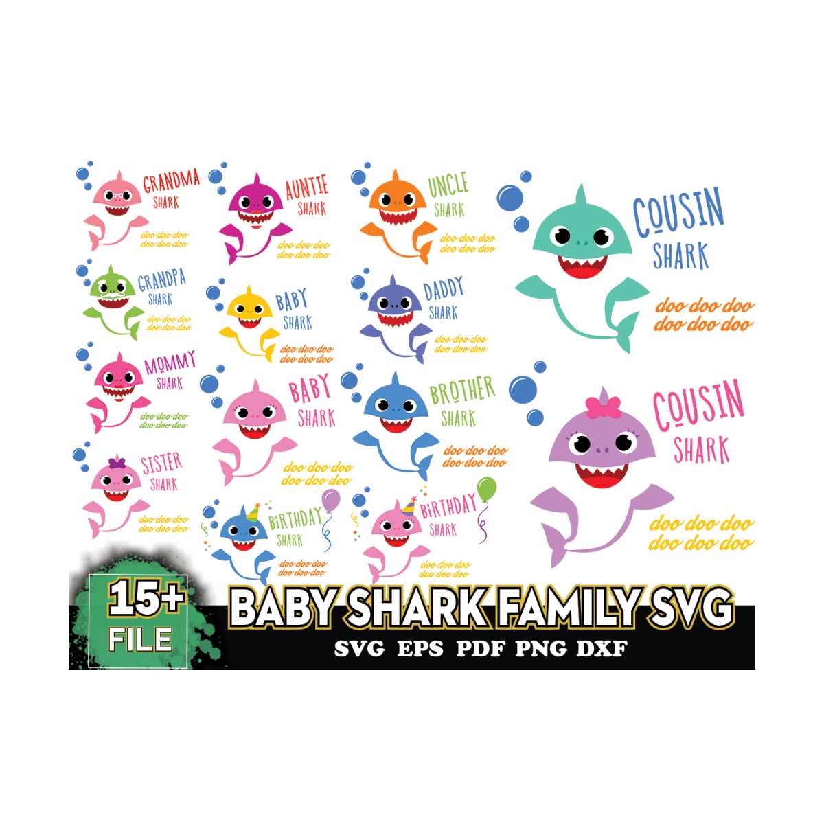 15 Baby shark Family Svg, Cute Shark Svg, Cartoon Svg | Inspire Uplift