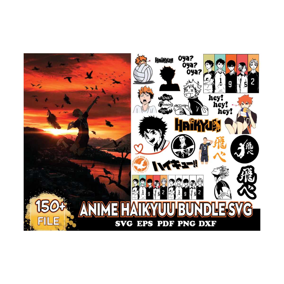 150 Anime Haikyuu Bundle Svg, Cartoon Japan Svg | Inspire Uplift