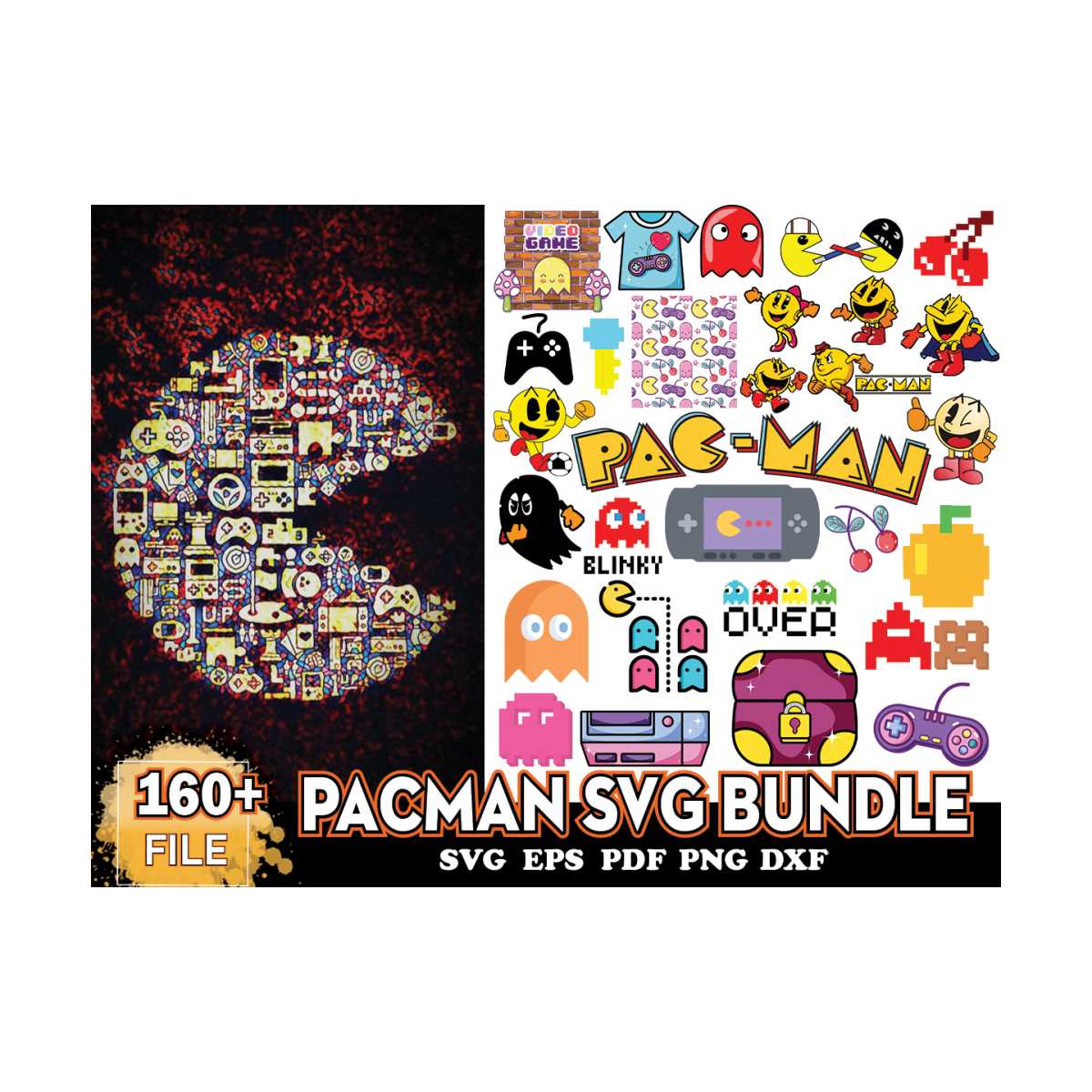 160 Files Pacman Svg Bundle, Game Over Svg | Inspire Uplift