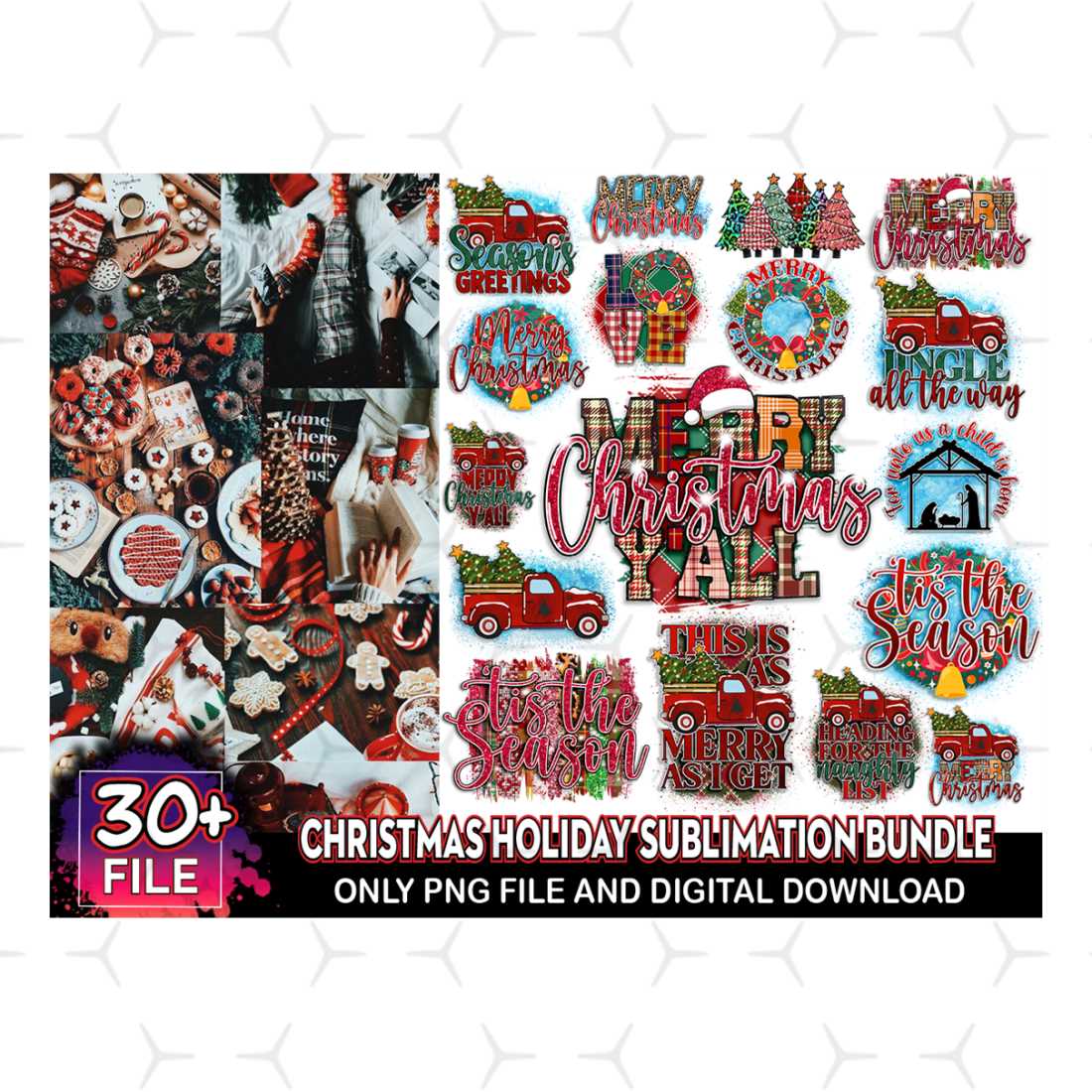30 Designs Christmas Holiday Sublimation Png Bundle, Christm | Inspire ...
