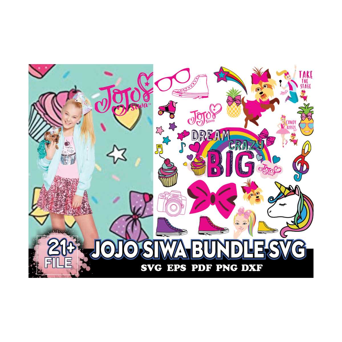 Jojo Siwa Bundle Svg, Monogram Jojo Svg, Dream Svg | Inspire Uplift