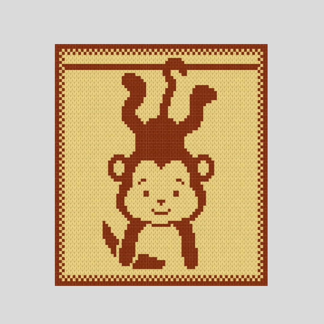 Loop yarn Monkey with banana-2 blanket pattern PDF | Inspire Uplift