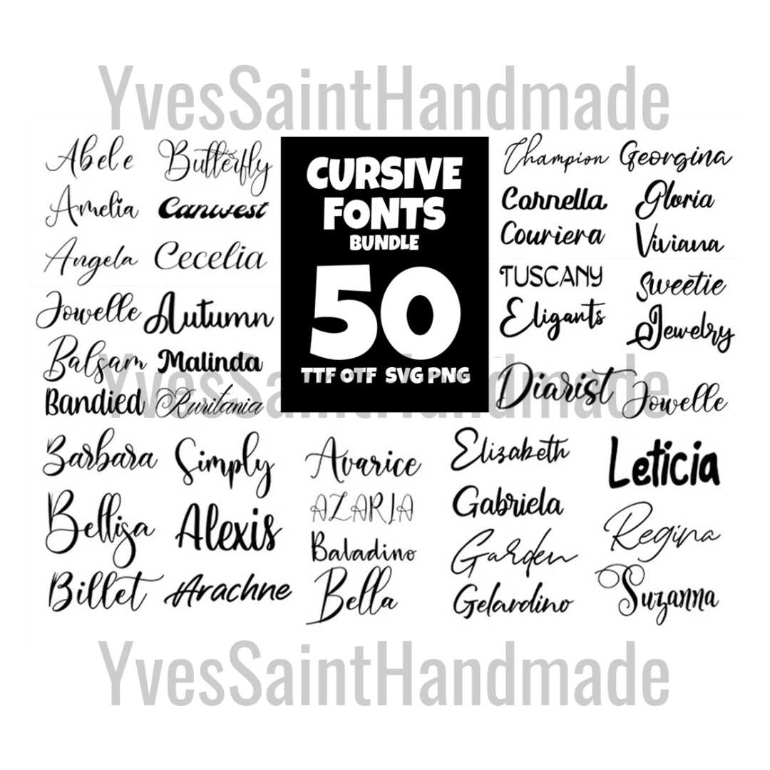 50 Files Cursive Fonts Bundle, Trending Svg, Font Bundle Svg | Inspire ...