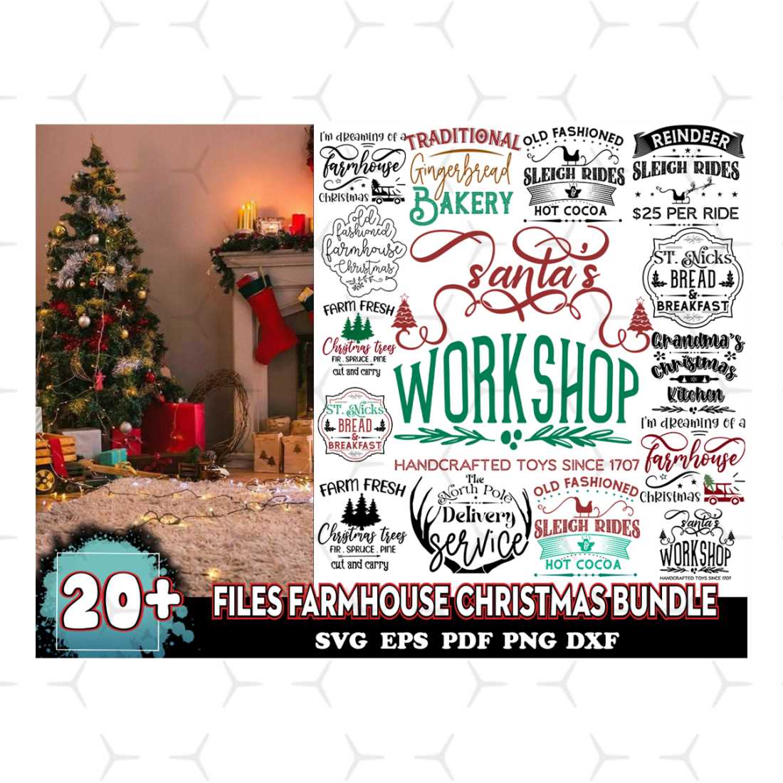 20 Files Farmhouse Christmas Svg Bundle, Christmas Svg, Farm | Inspire ...