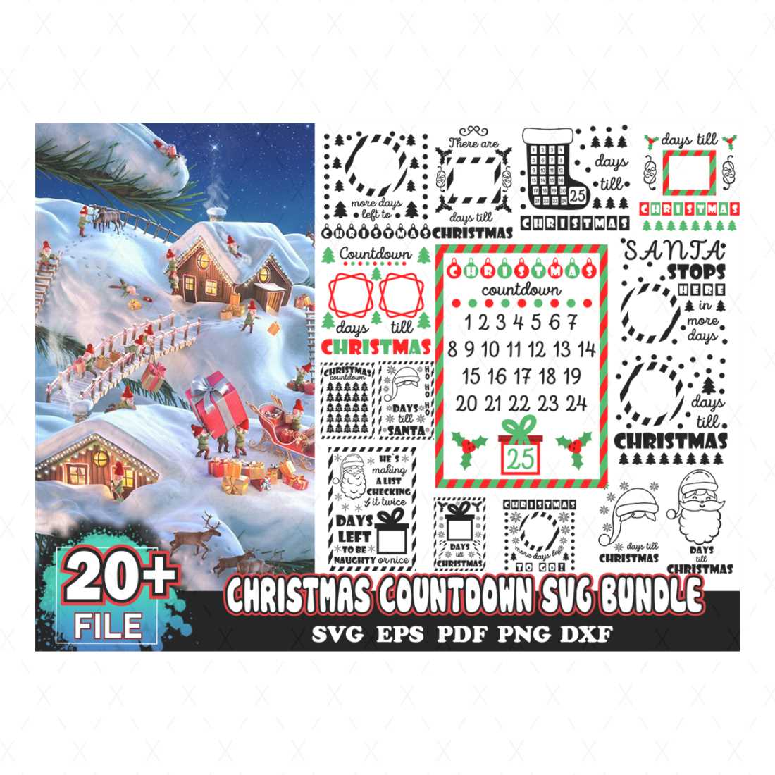 20 Designs Christmas Countdown Svg Bundle, Christmas Svg, Xm | Inspire ...