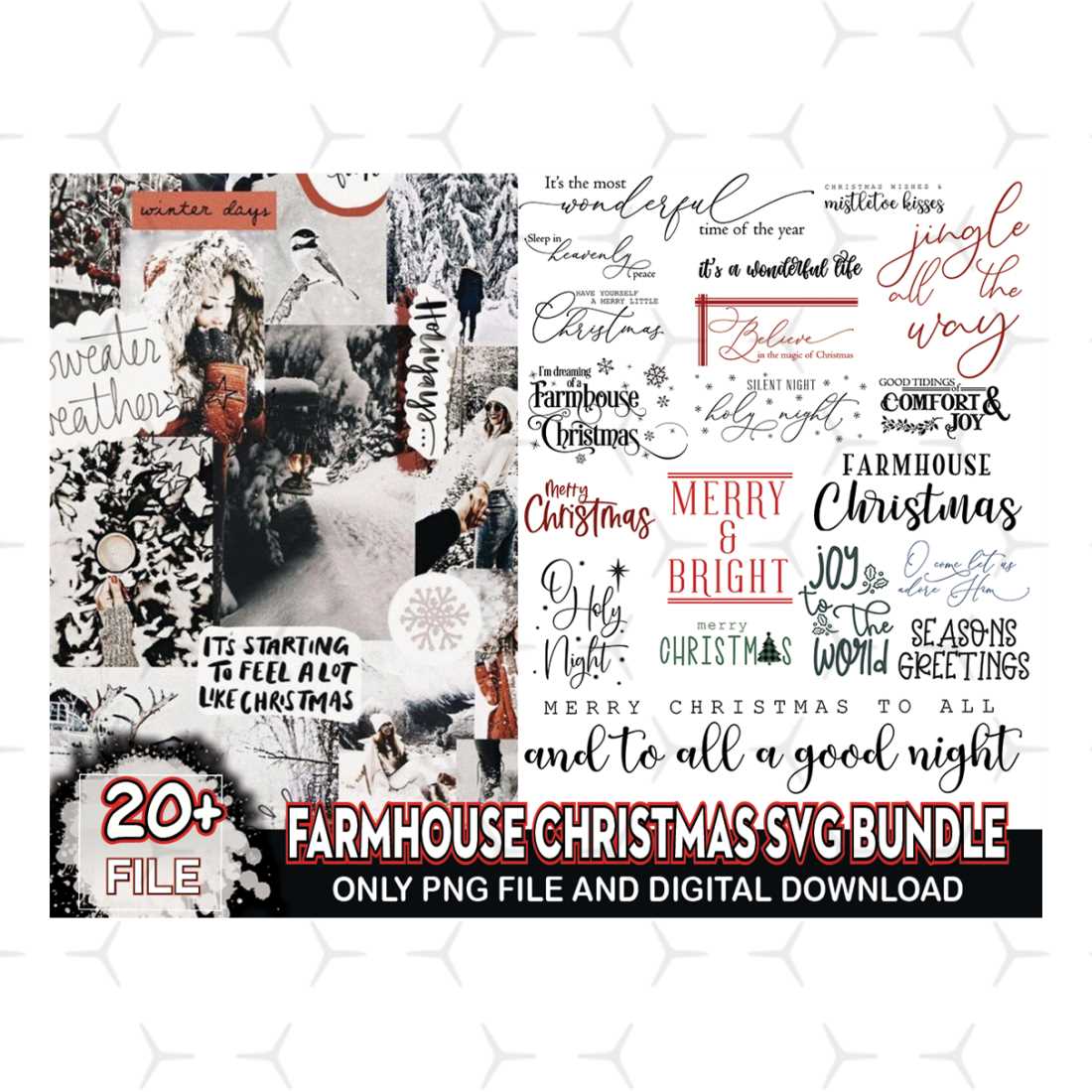 Farmhouse Christmas Svg Bundle, Christmas Svg, Farmhouse Sig | Inspire ...