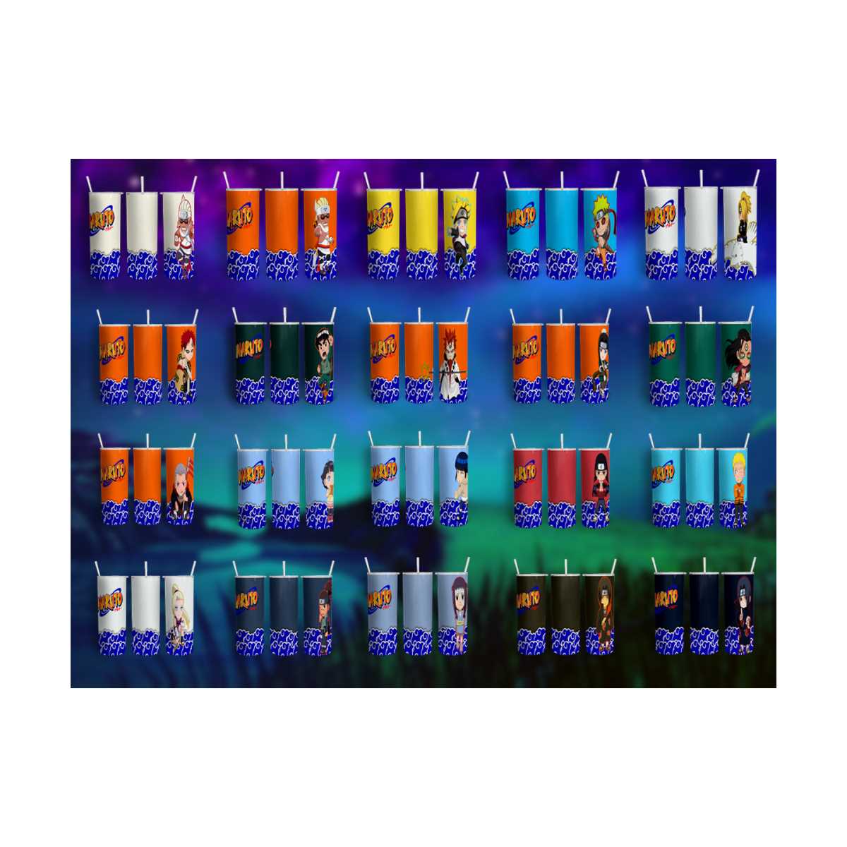Naruto Manga Tumbler Wraps Bundle PNG Sublimation Designs | Inspire Uplift