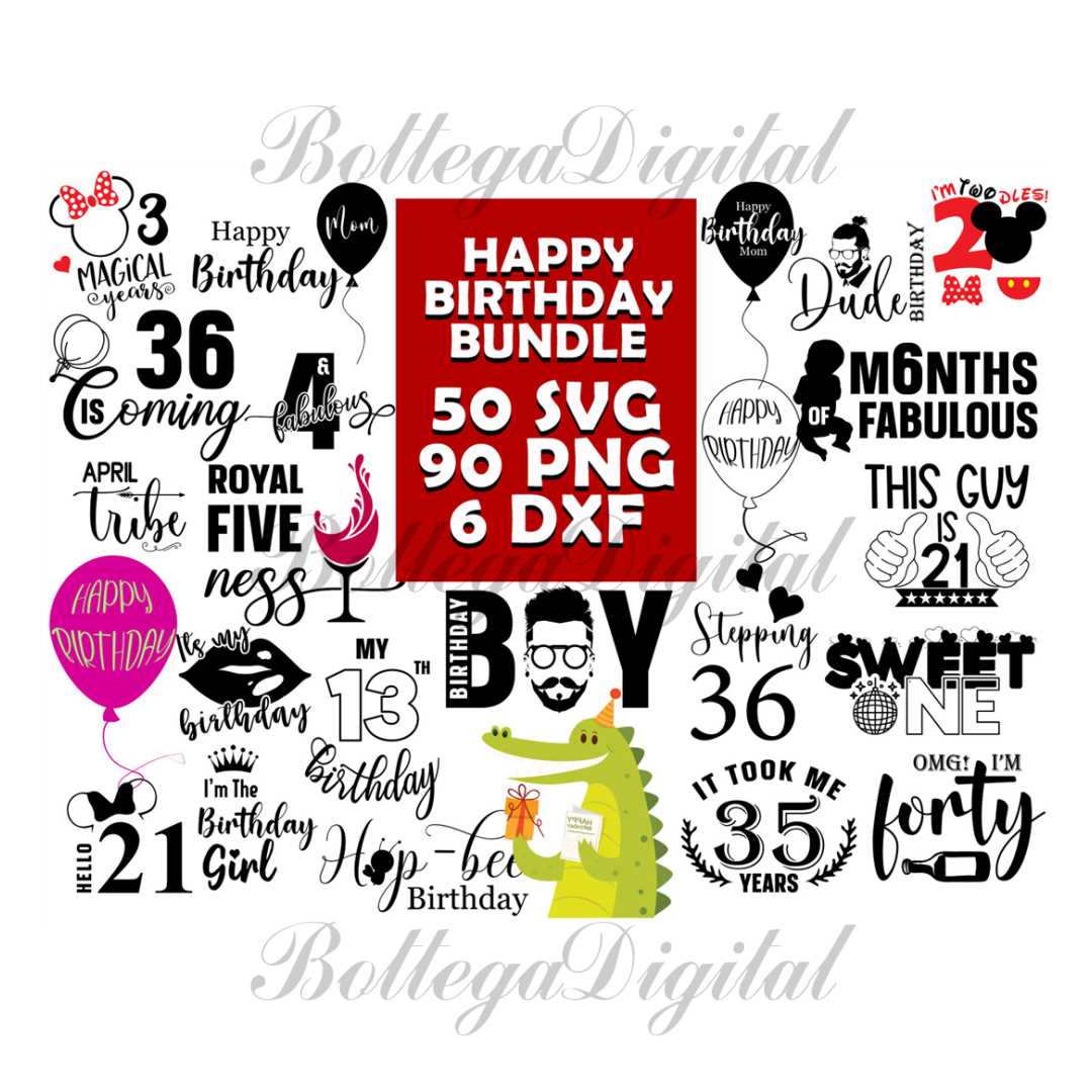 Happy Birthday Bundle Svg, Birthday Svg, New Age Svg, Sweet | Inspire ...