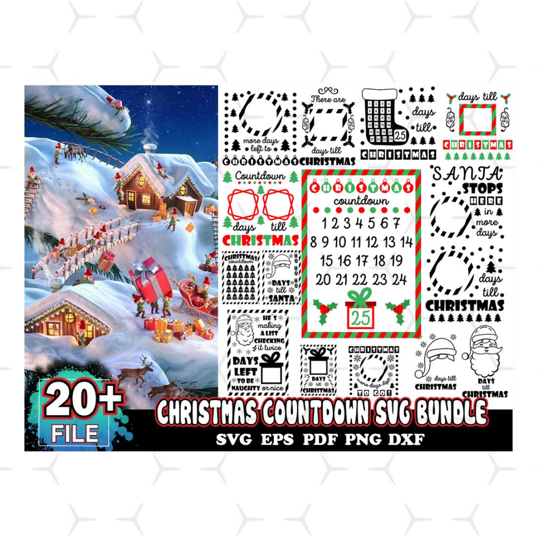 20 Designs Christmas Countdown Svg Bundle, Christmas Svg, Xm | Inspire ...