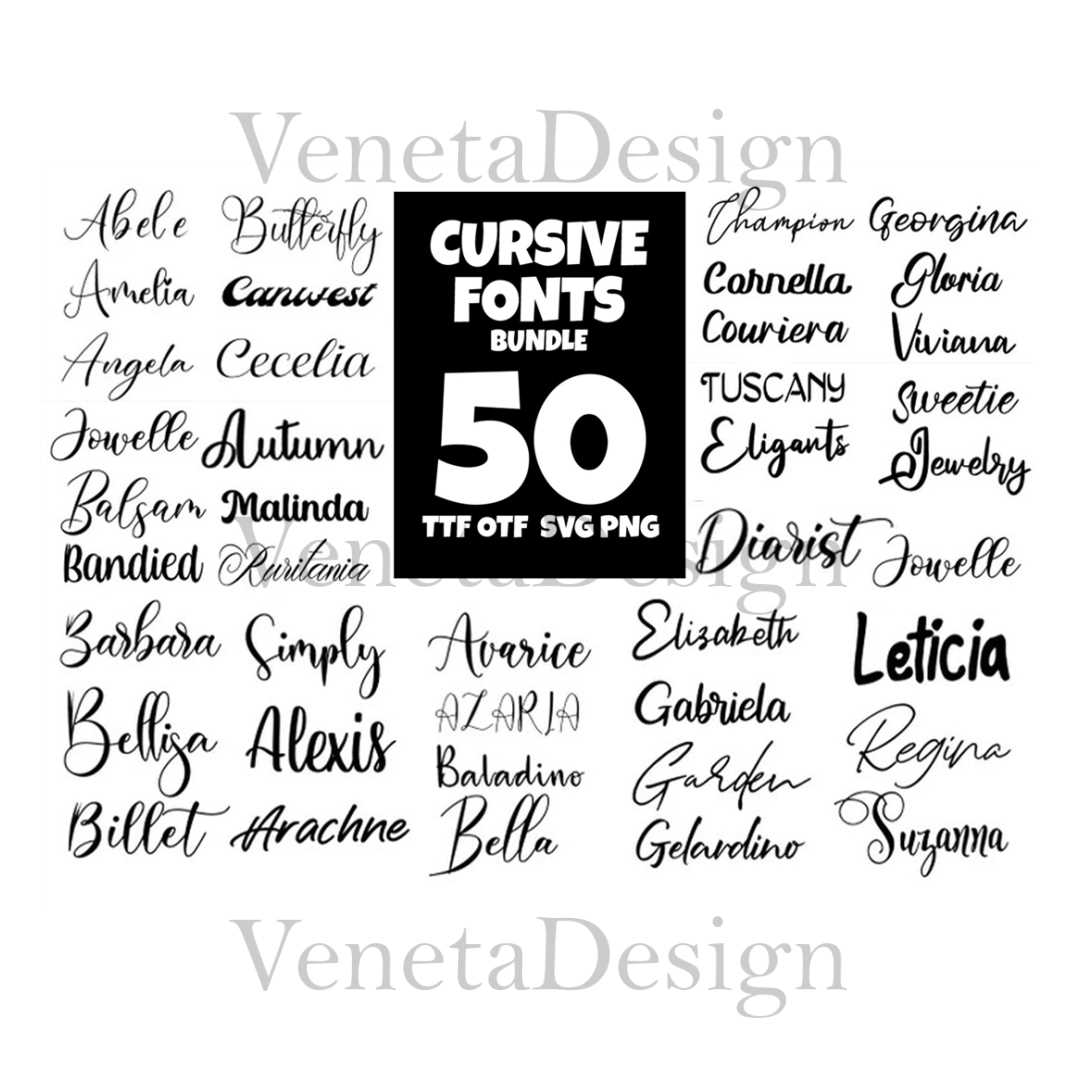50 Files Cursive Fonts Bundle, Trending Svg, Font Bundle Svg | Inspire ...