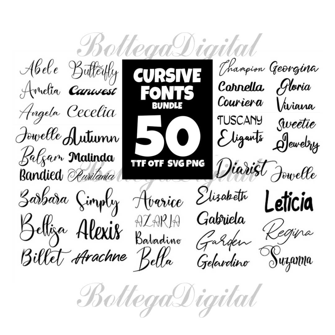 50 Files Cursive Fonts Bundle, Trending Svg, Font Bundle Svg | Inspire ...