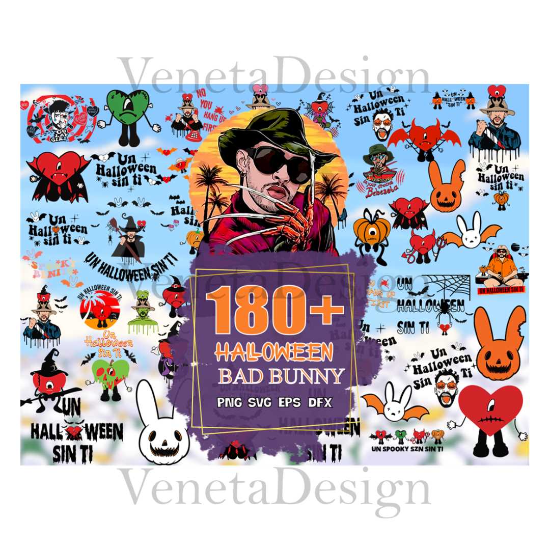 180 Halloween Bad Bunny Svg Bundle, Halloween Svg, Un Hallow | Inspire ...