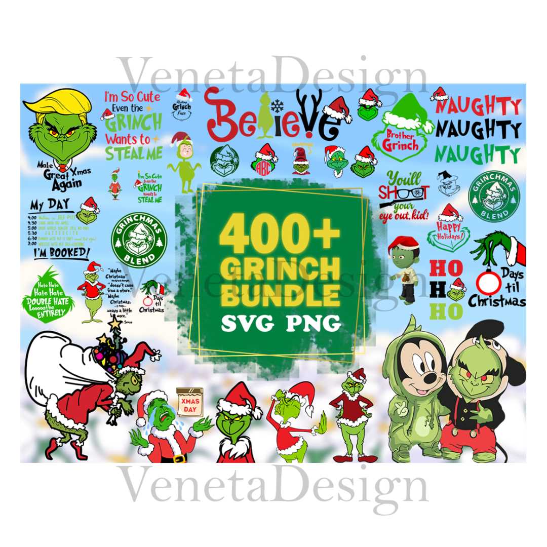 400 Grinch Bundle PNG, Christmas SVG, Grinch Svg, Xmas Svg - Inspire Uplift