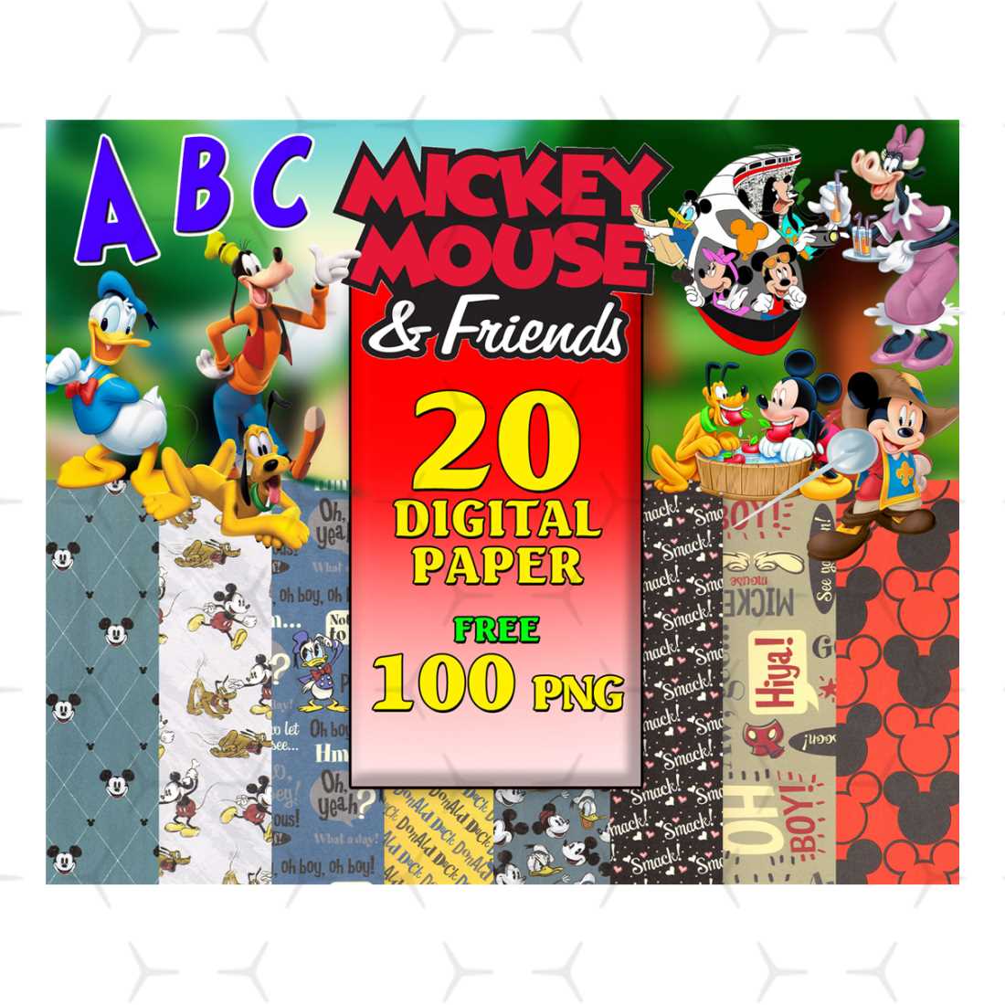 20 Mickey Mouse Digital Paper, Mickey Background, Polka Dots | Inspire ...