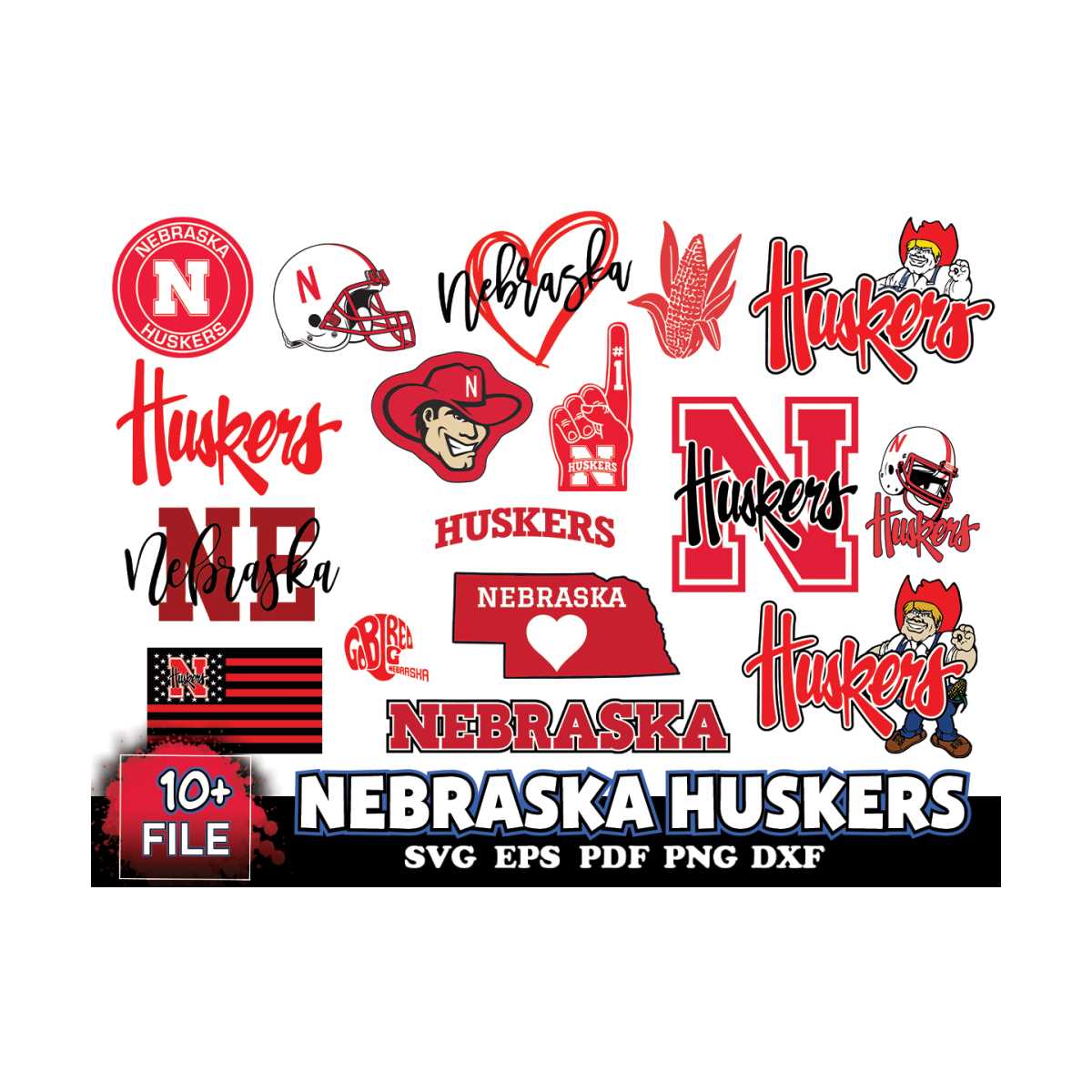 10 FILE NEBRASKA HUSKERS Svg Bundle | Inspire Uplift
