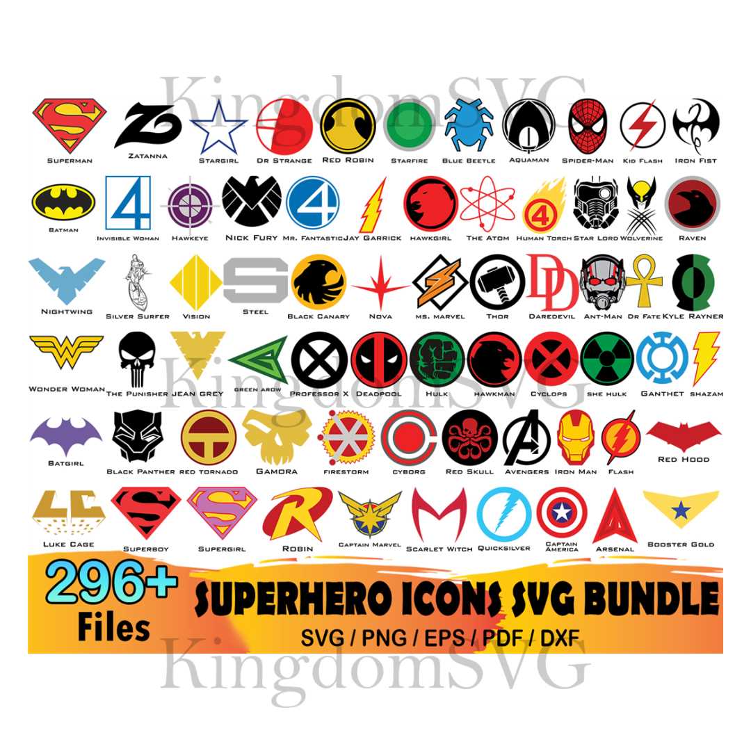 296 Superhero Icons Svg Bundle, Marvel Svg, Avengers Svg - Inspire Uplift