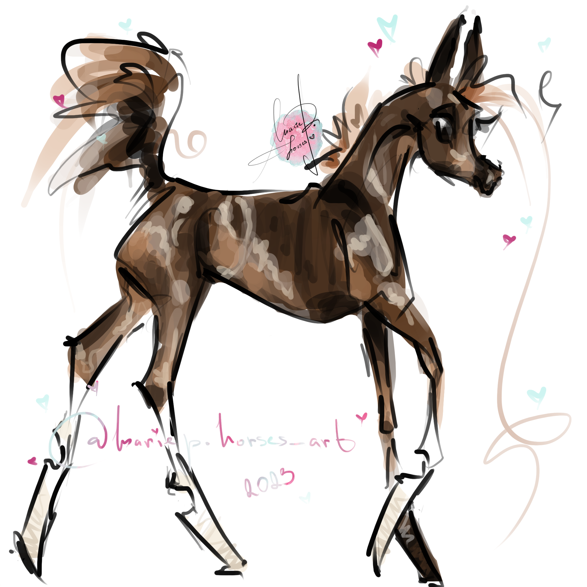 Custom Cute Horse ART personalized sketch doodle portrait | Inspire Uplift