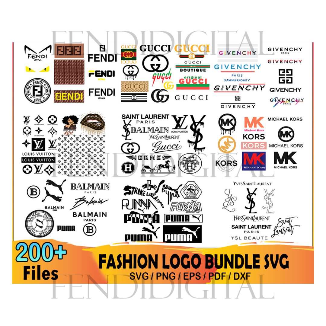 200 Fashion Logo Bundle Svg, Fendi Svg, Gucci Svg, Givenchy | Inspire ...