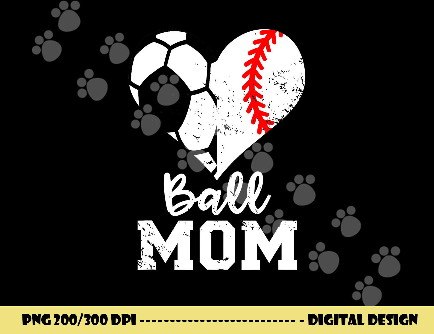 Ball Mom Heart Funny Baseball Soccer Mom png, sublimation co | Inspire ...