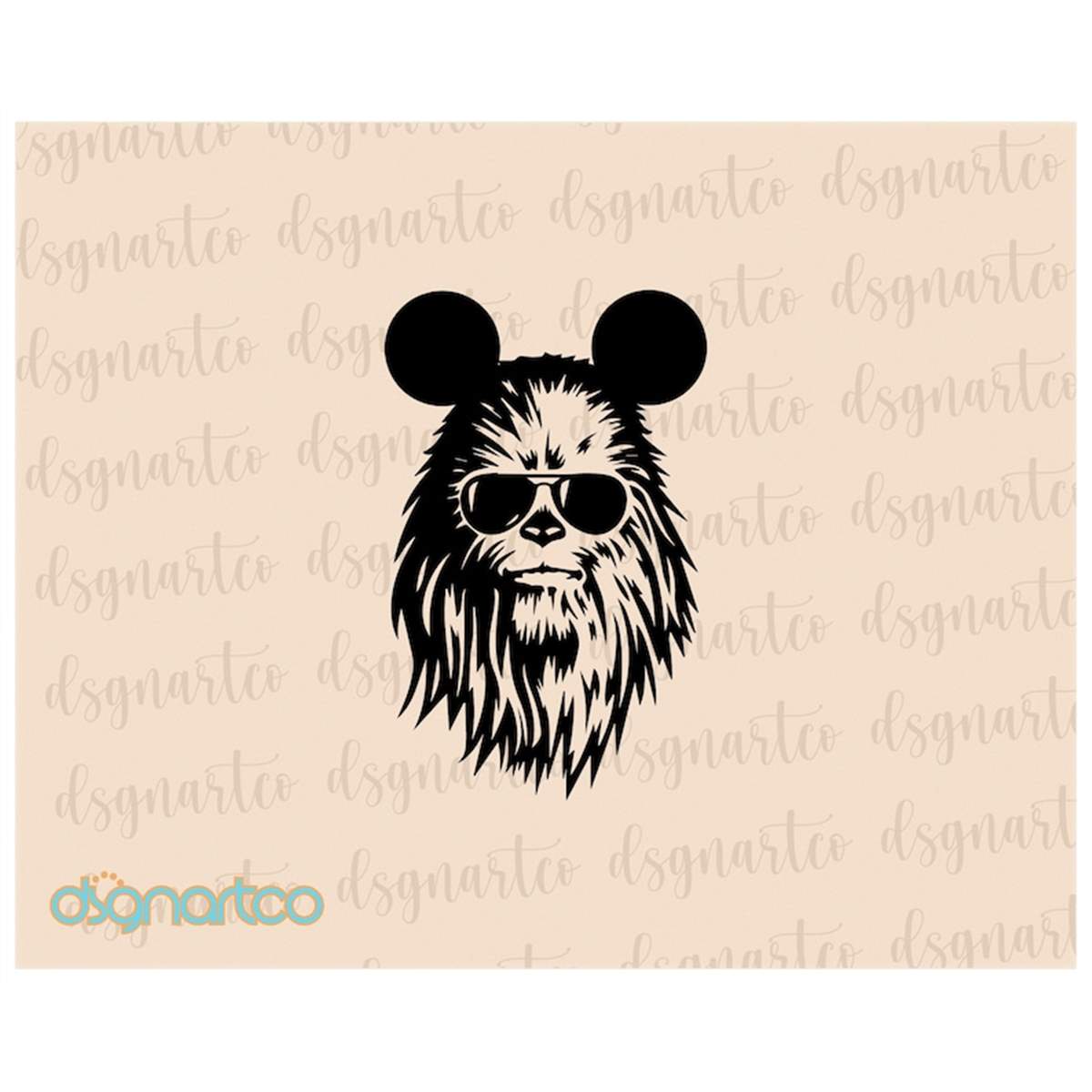 Chewbacca SVG, Chewie With Mouse Ears SVG, Star Wars Svg, Fa - Inspire ...