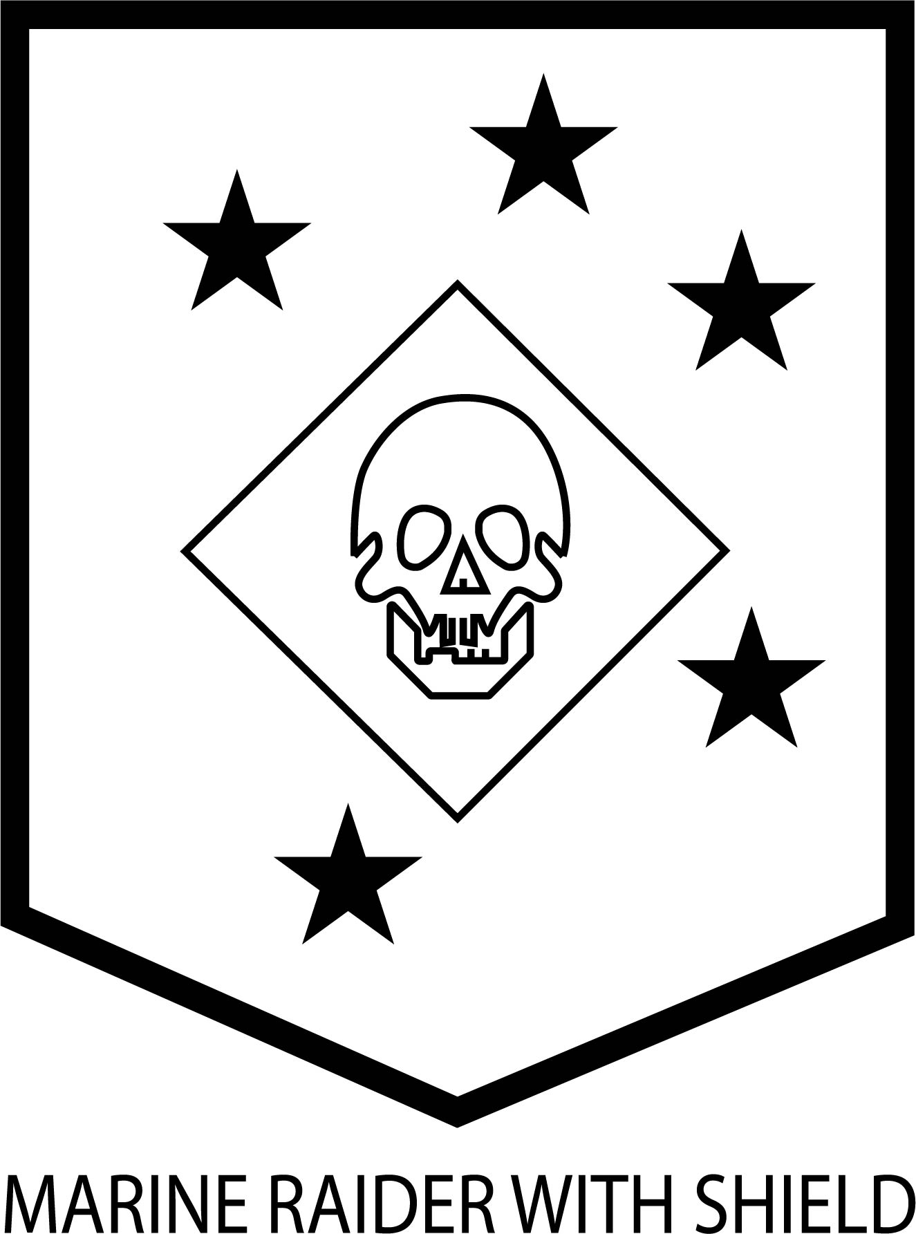 MARINE RAIDER WITH SHIELD LINE ART VECTOR FILE Black white v | Inspire ...