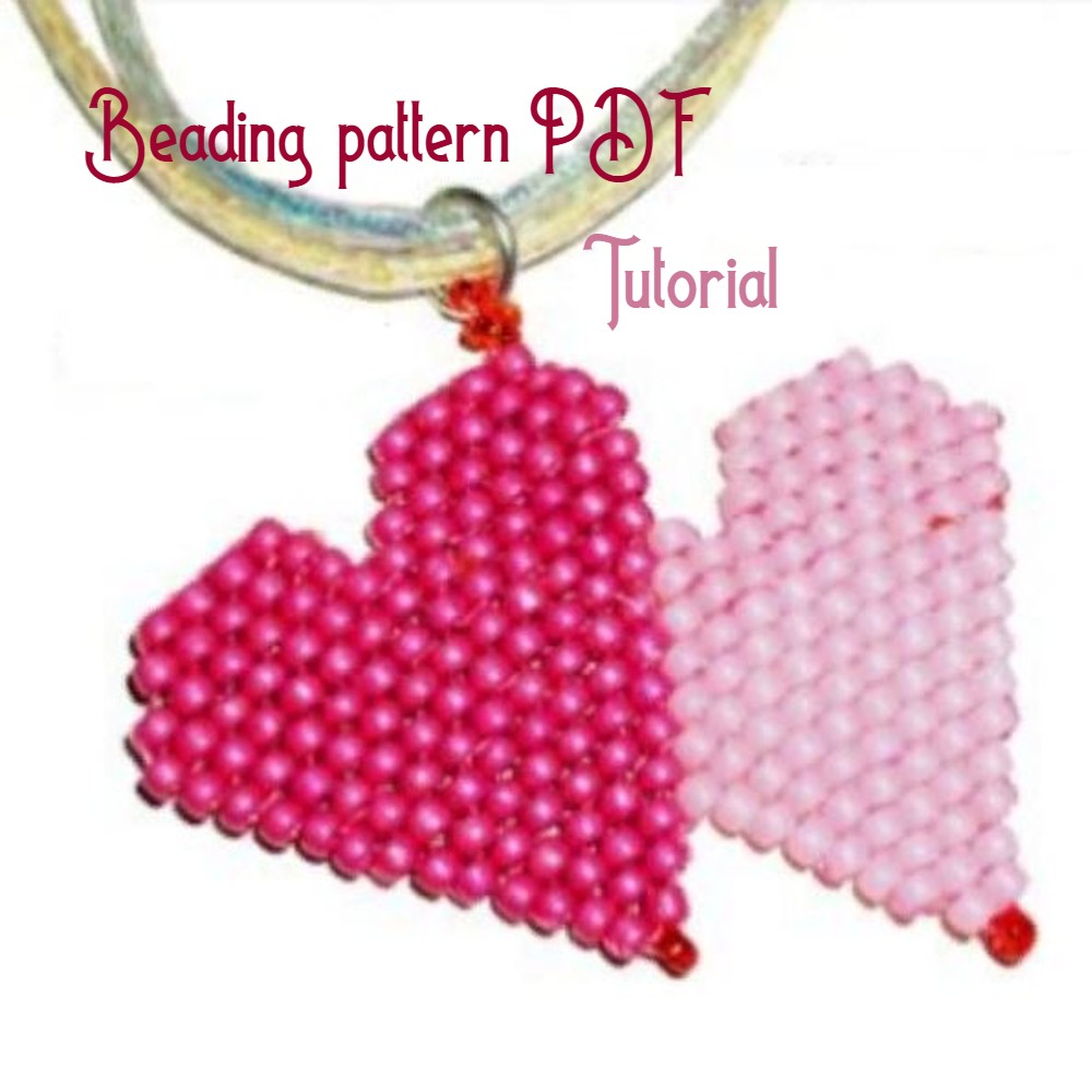 Beading pattern PDF. Pendant or keychain hearts. Digital bea | Inspire ...