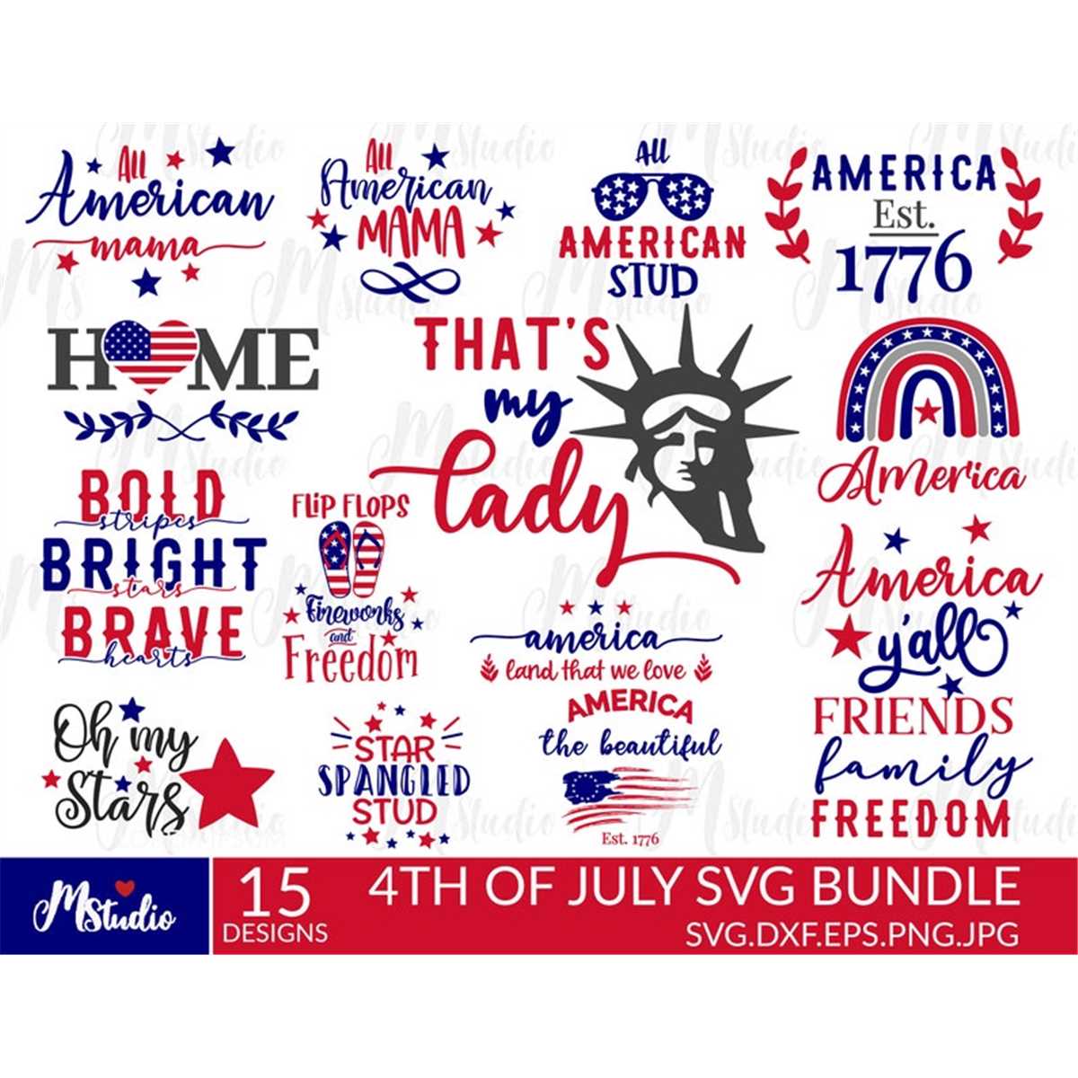 4th of July SVG Bundle, USA Flag svg, Independence Day - Inspire Uplift