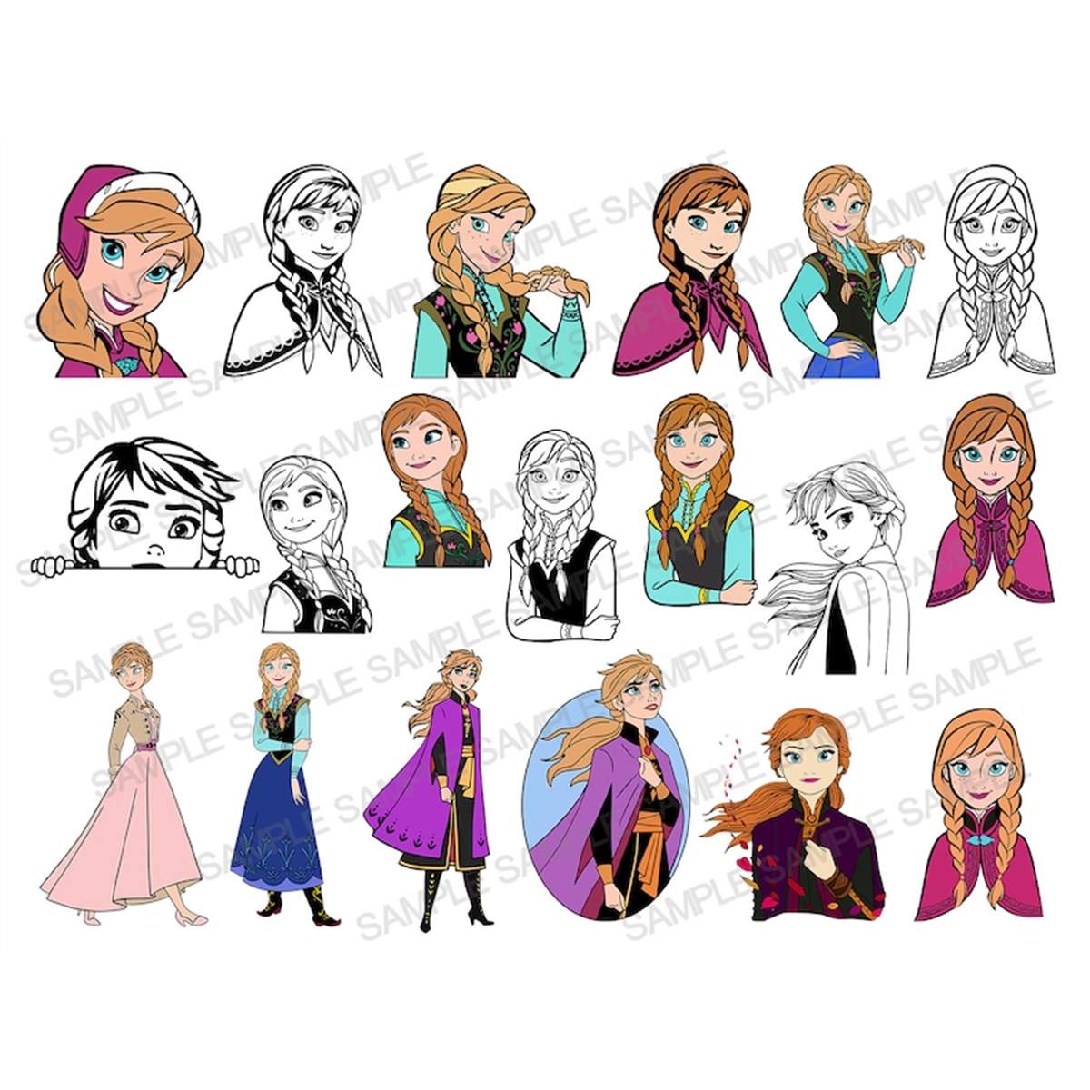 Anna SVG Frozen SVG, Anna Silhouette Svg, Frozen Silhouette | Inspire ...