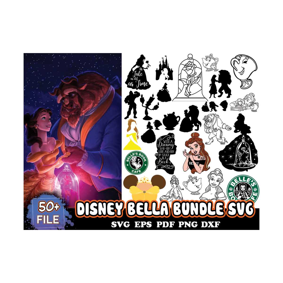 50 Disney Bella Bundle Svg, Disney Svg, Bella Svg | Inspire Uplift