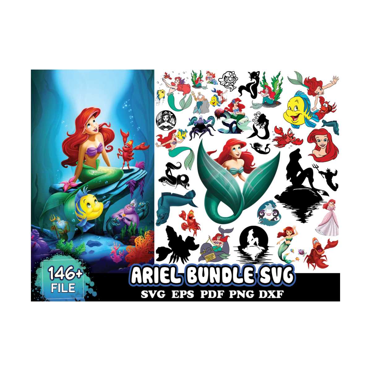 146 Ariel Bundle Svg, Princess Svg, Ariel Svg, Disney Svg | Inspire Uplift