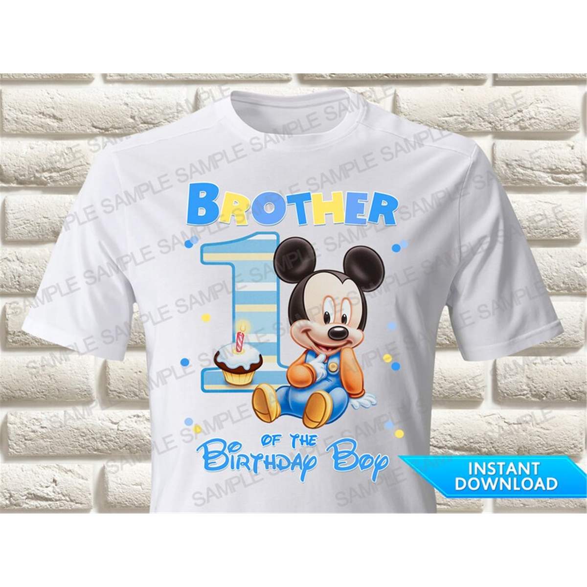 Baby Mickey Mouse Brother of the First Birthday Boy Iron On | Inspire ...