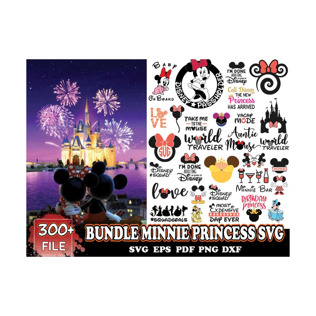 300 Bundle Minnie Princess Svg, Disney Svg, Mickey Svg | Inspire Uplift
