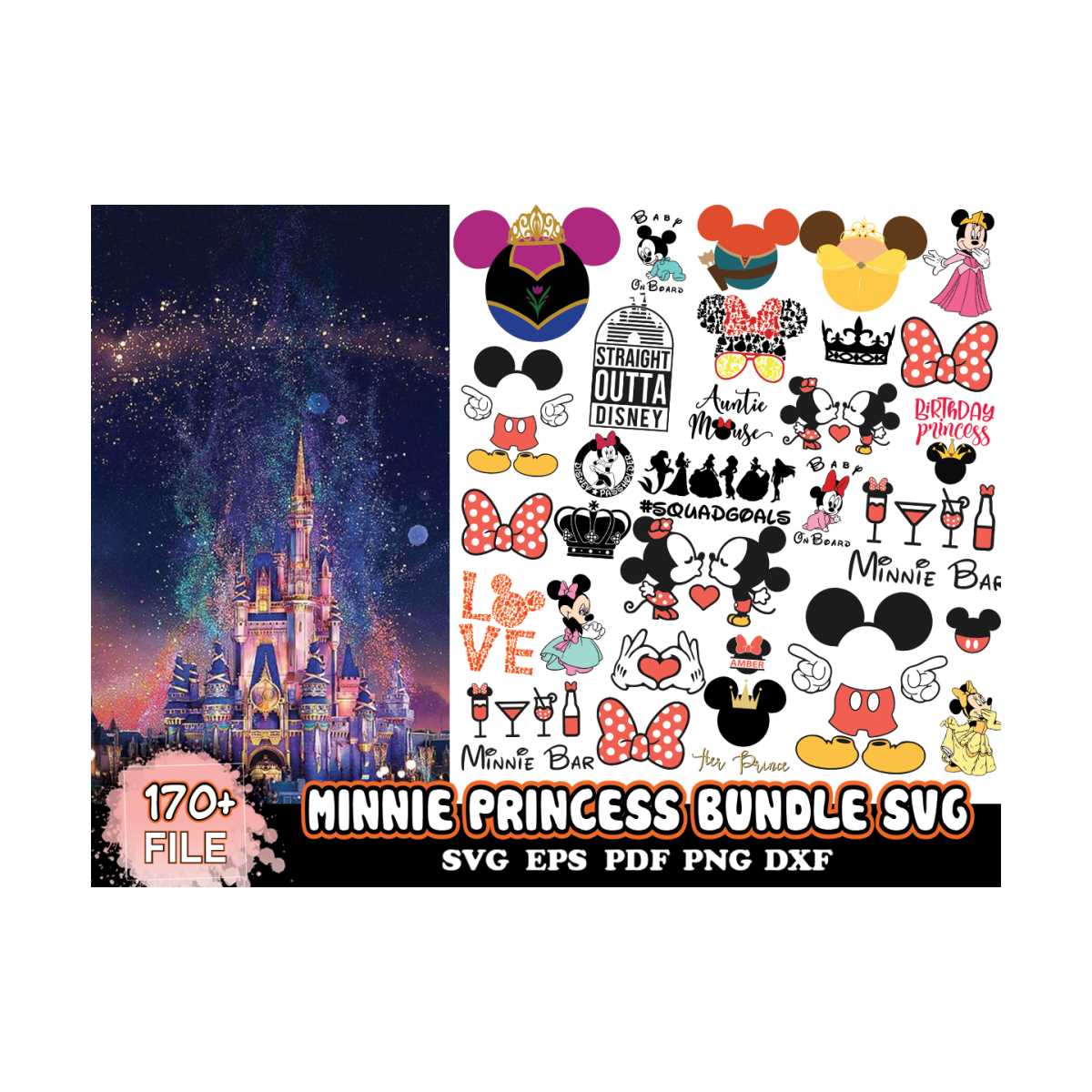 170 Minnie Princess Bundle Svg, Disney Svg, Mouse Svg | Inspire Uplift