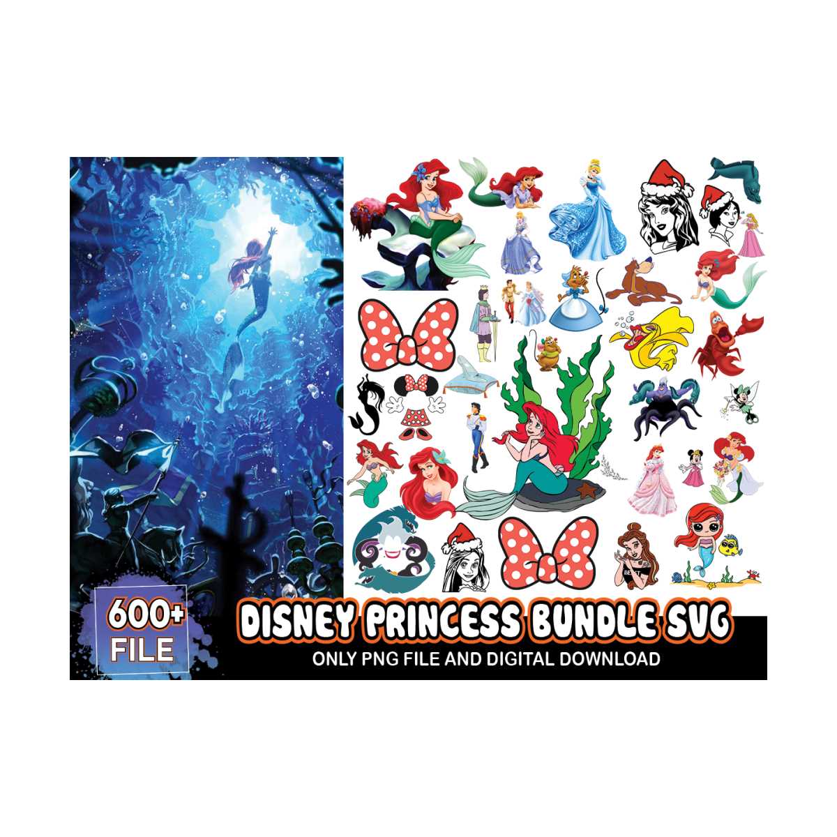 600 Disney Princess Bundle Svg, Princess Svg, Disney Svg | Inspire Uplift
