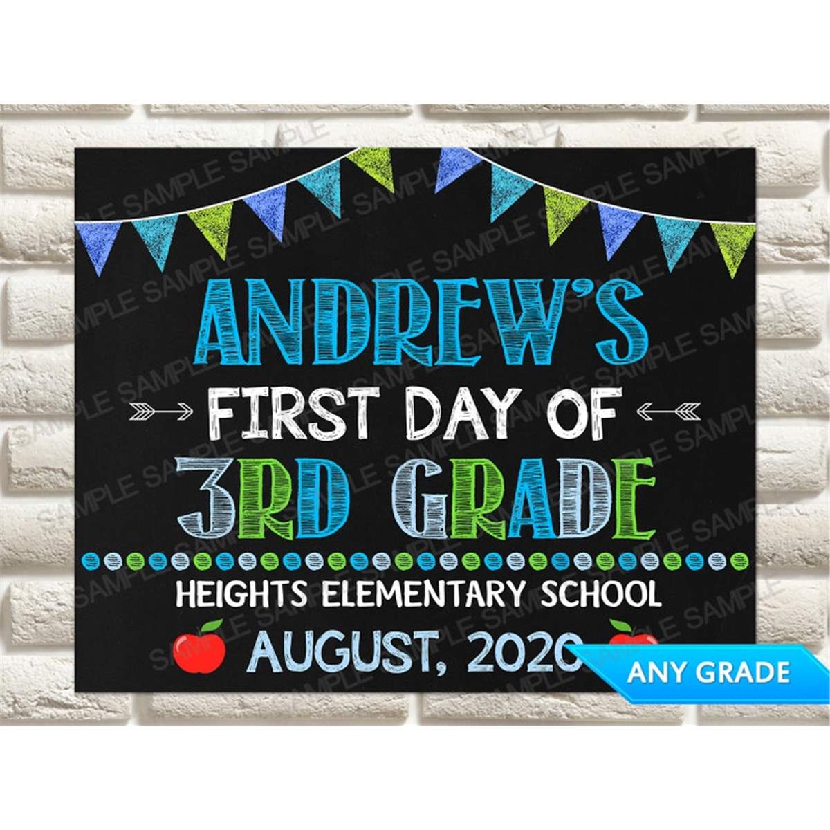 First day of School School Chalkboard Sign, ANY GRADE, Presc | Inspire ...