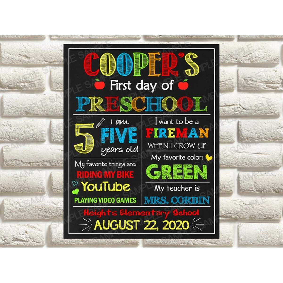 Last Day of Preschool Chalkboard Sign First Day of School Si - Inspire ...