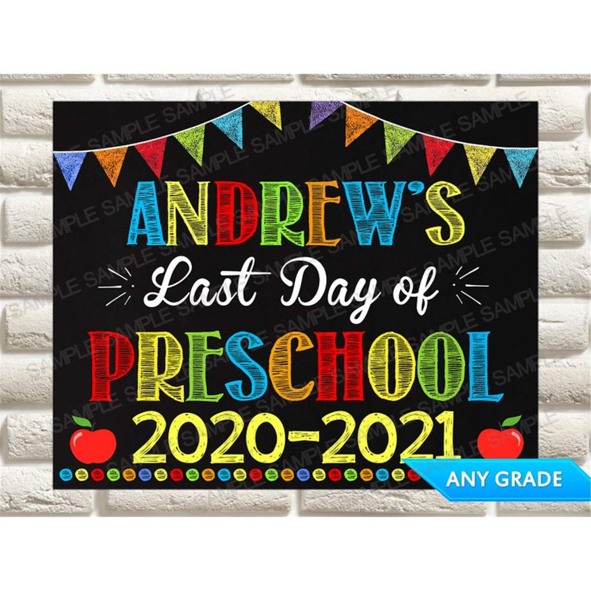 Last Day of Preschool Sign, First Day of Preschool 2023, La | Inspire ...