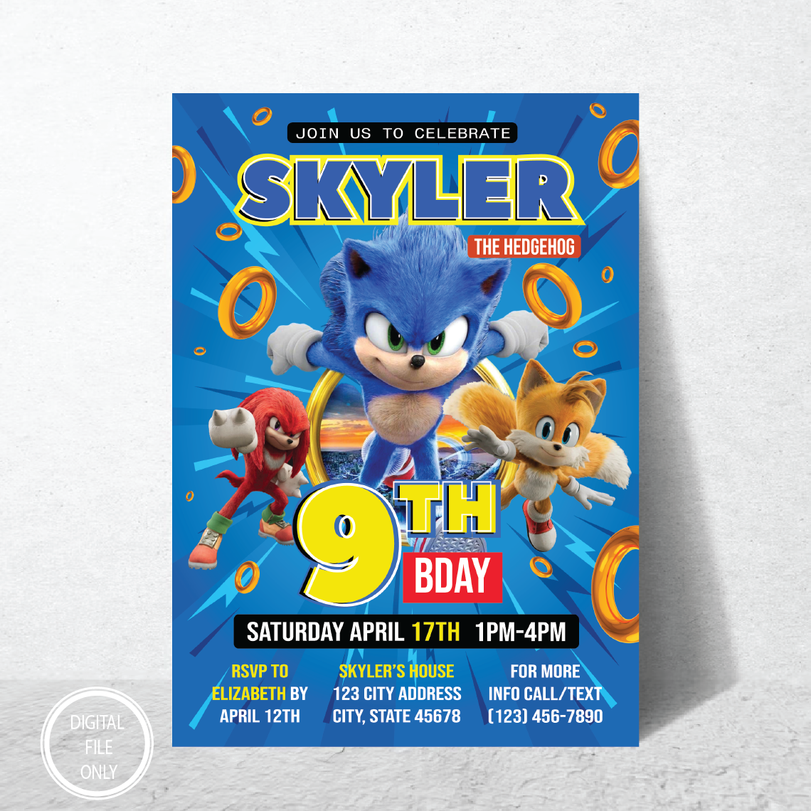 Personalized File Sonic Invitation | Sonic Birthday Invitati | Inspire ...